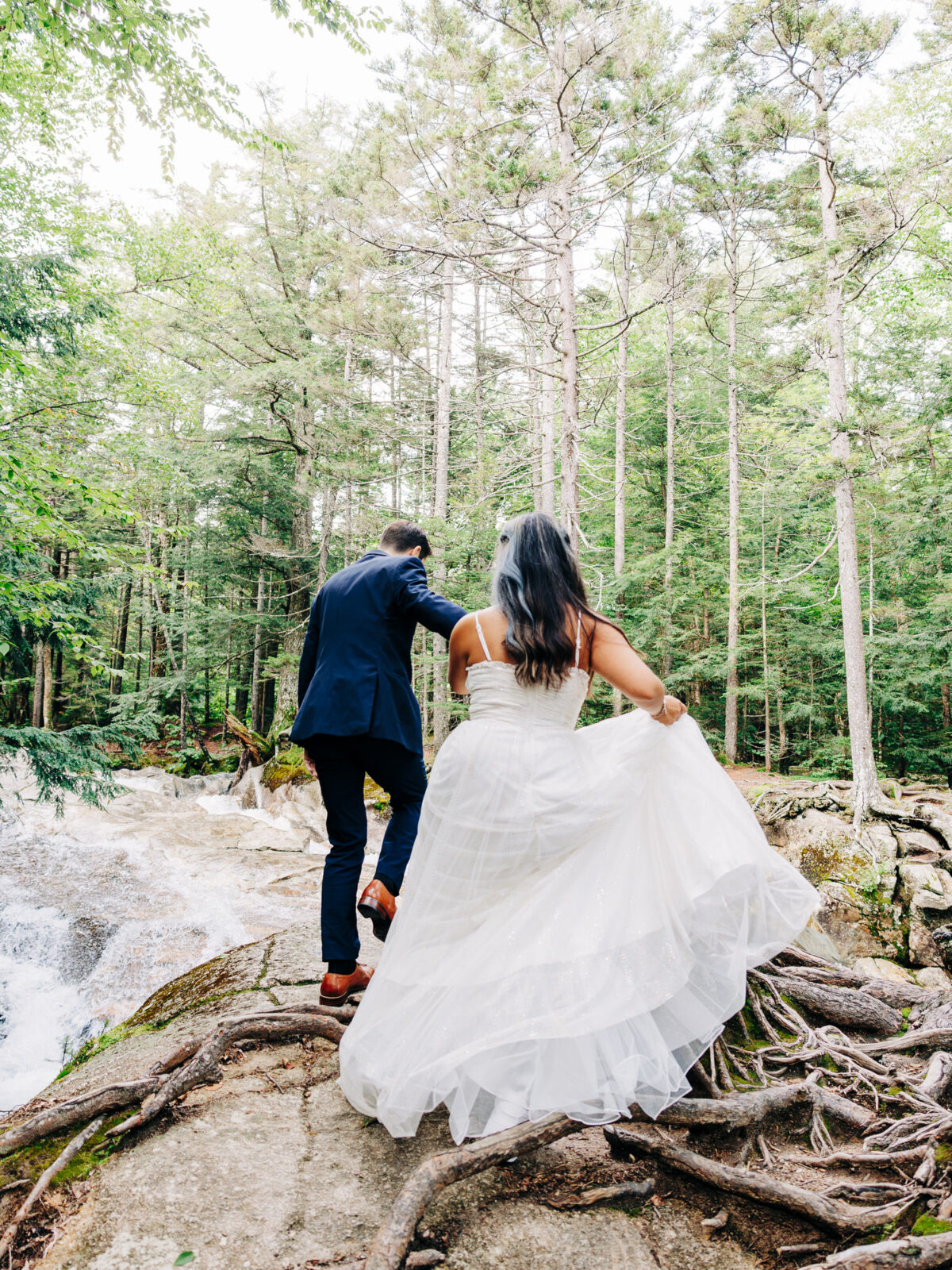 Romantic Waterfall Engagement Photos at Franconia Notch State Park