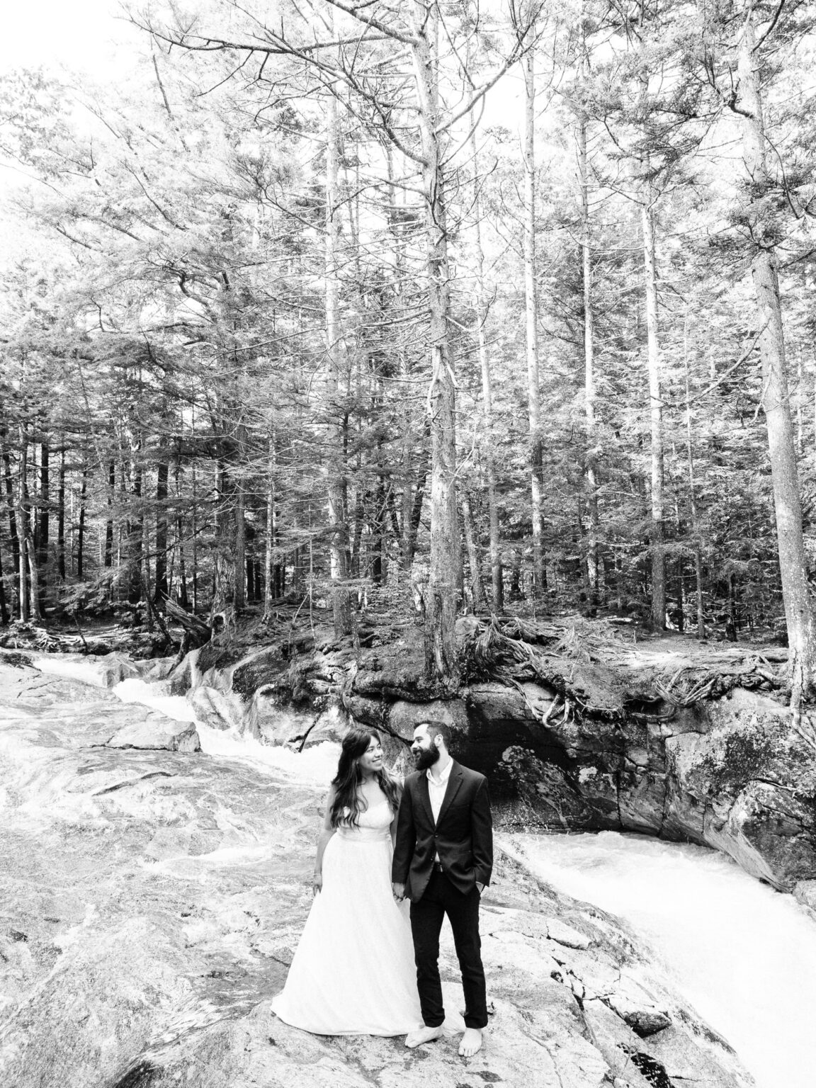 Romantic Waterfall Engagement Photos at Franconia Notch State Park