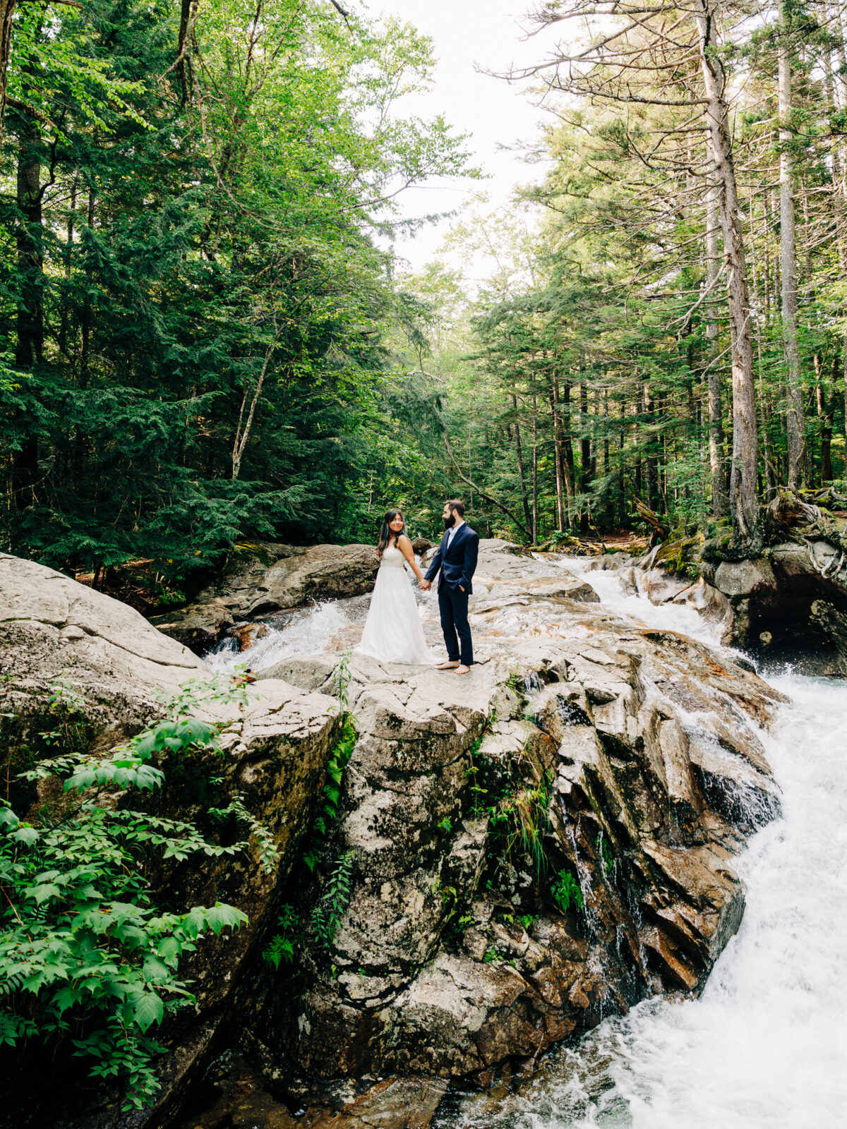 Romantic Waterfall Engagement Photos at Franconia Notch State Park