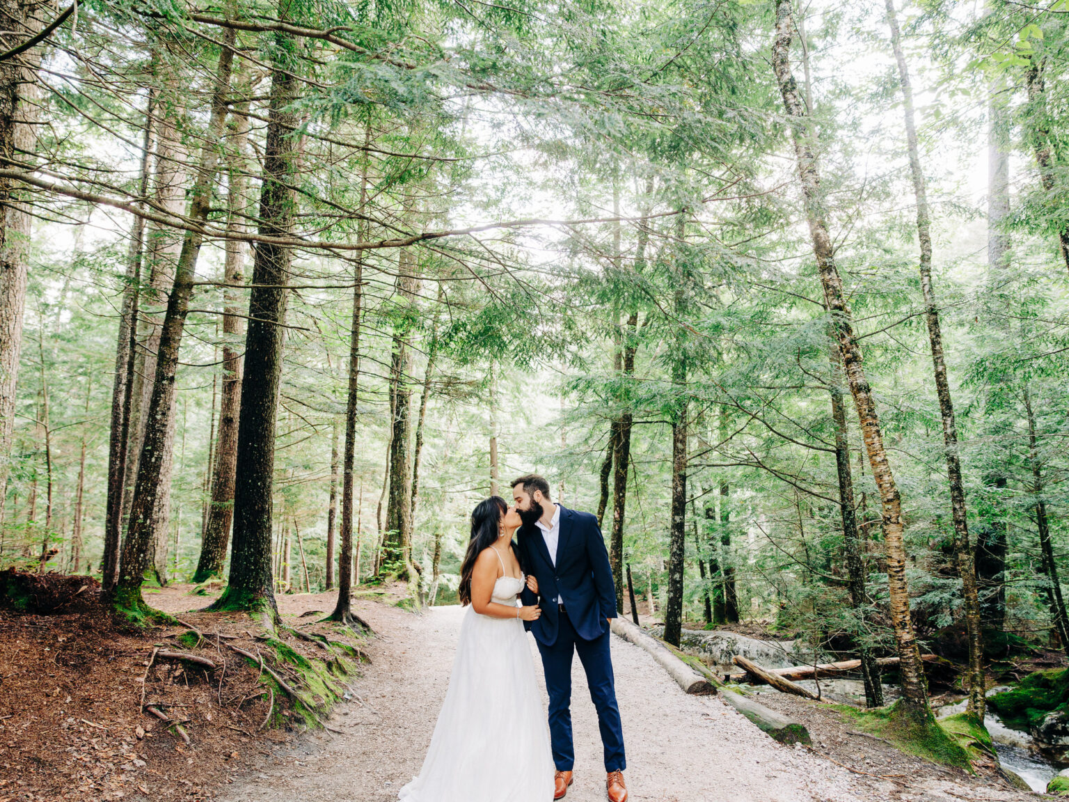 Romantic Waterfall Engagement Photos at Franconia Notch State Park