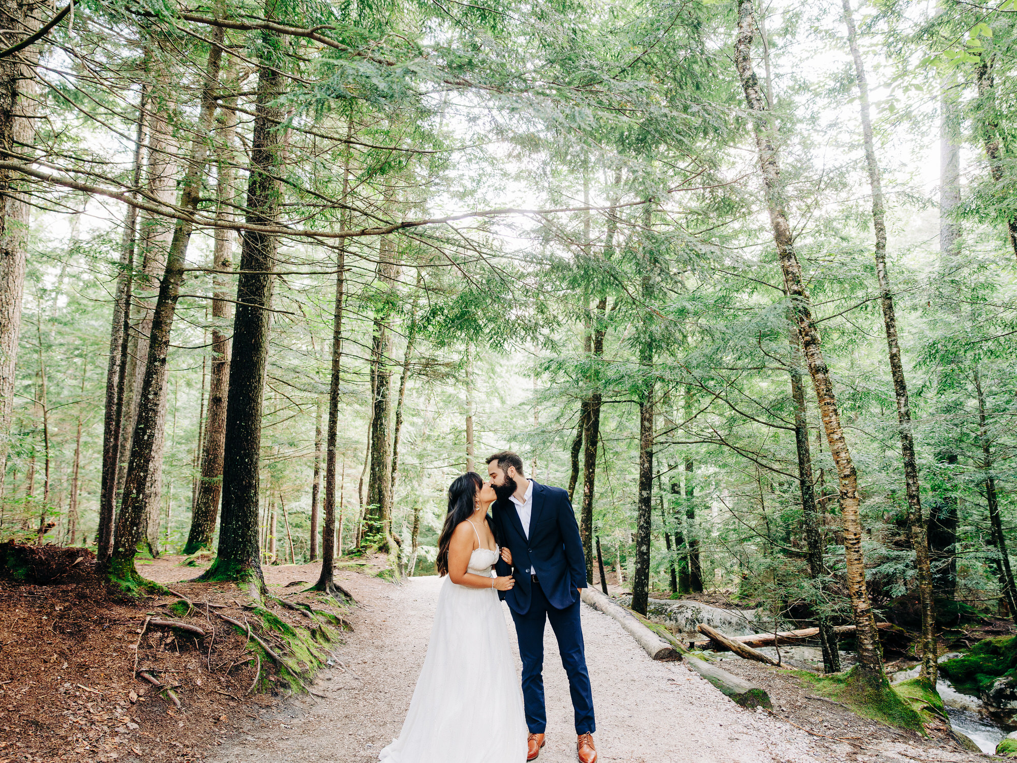 Romantic Waterfall Engagement Photos at Franconia Notch State Park