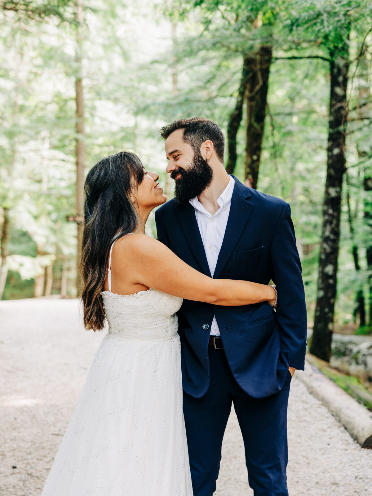 Romantic Waterfall Engagement Photos at Franconia Notch State Park